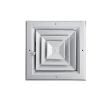 12" x 12" Aluminum 4-Way Square Ceiling Diffuser - White